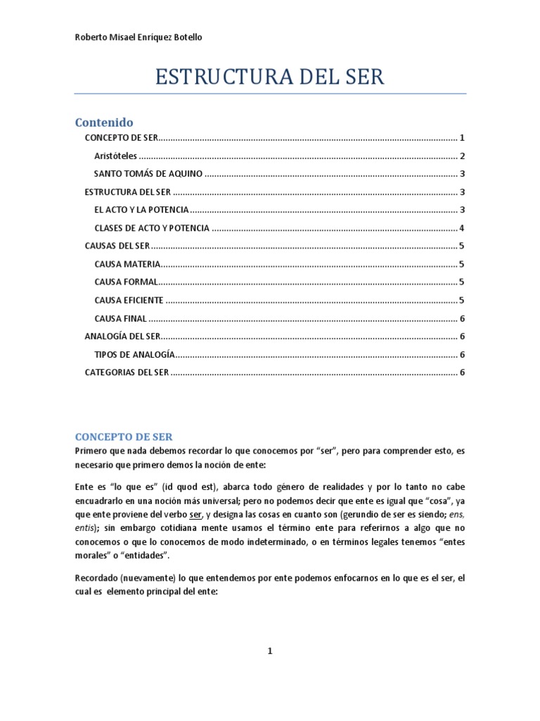Estructura Del Ser | PDF | Analogía | Esencia