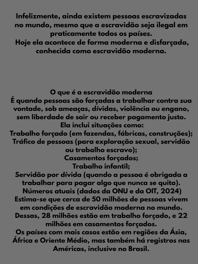 Escravidão Moderna: Dados e Tipos | PDF
