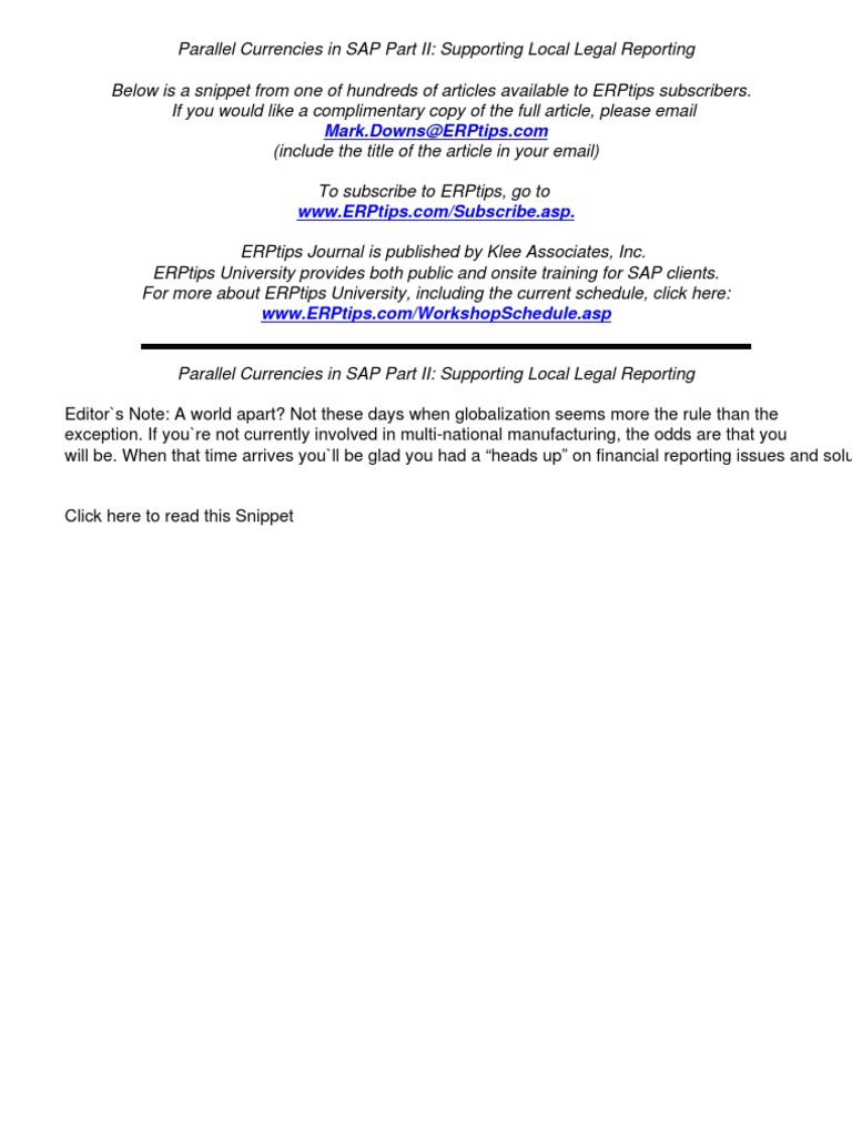 Parallel Currencies in SAP Part II | PDF | Sap Se | Currency