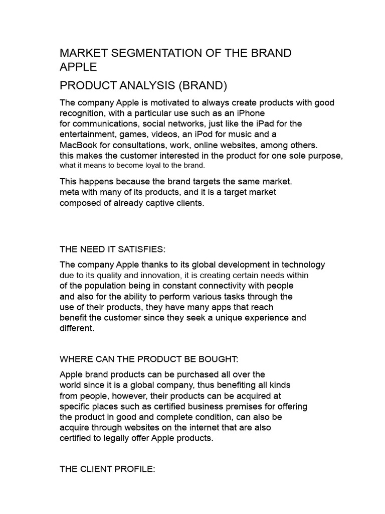 Market Segmentation Apple | PDF | Brand | Apple Inc.