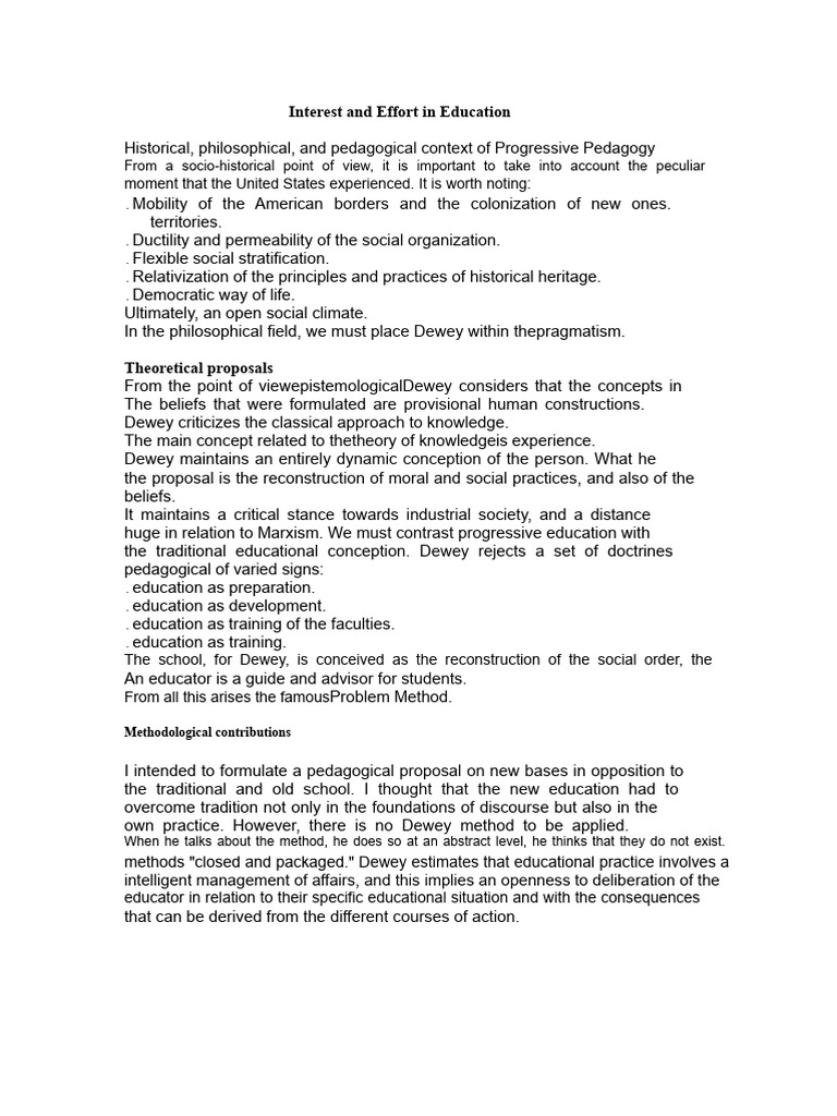Interest and Effort in Education | PDF | John Dewey | Pedagogy