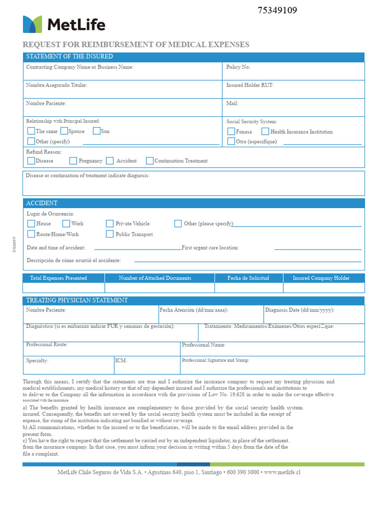 Metlife Form | PDF | Medical Prescription | Insurance