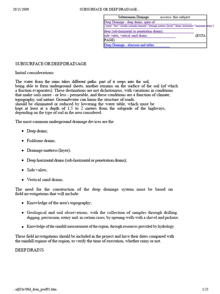 Subsurface Deep Drainage Systems Guide | PDF | Drainage | Groundwater