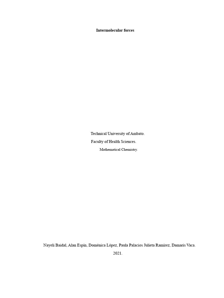 Report On Intermolecular Forces | PDF | Chemical Polarity ...