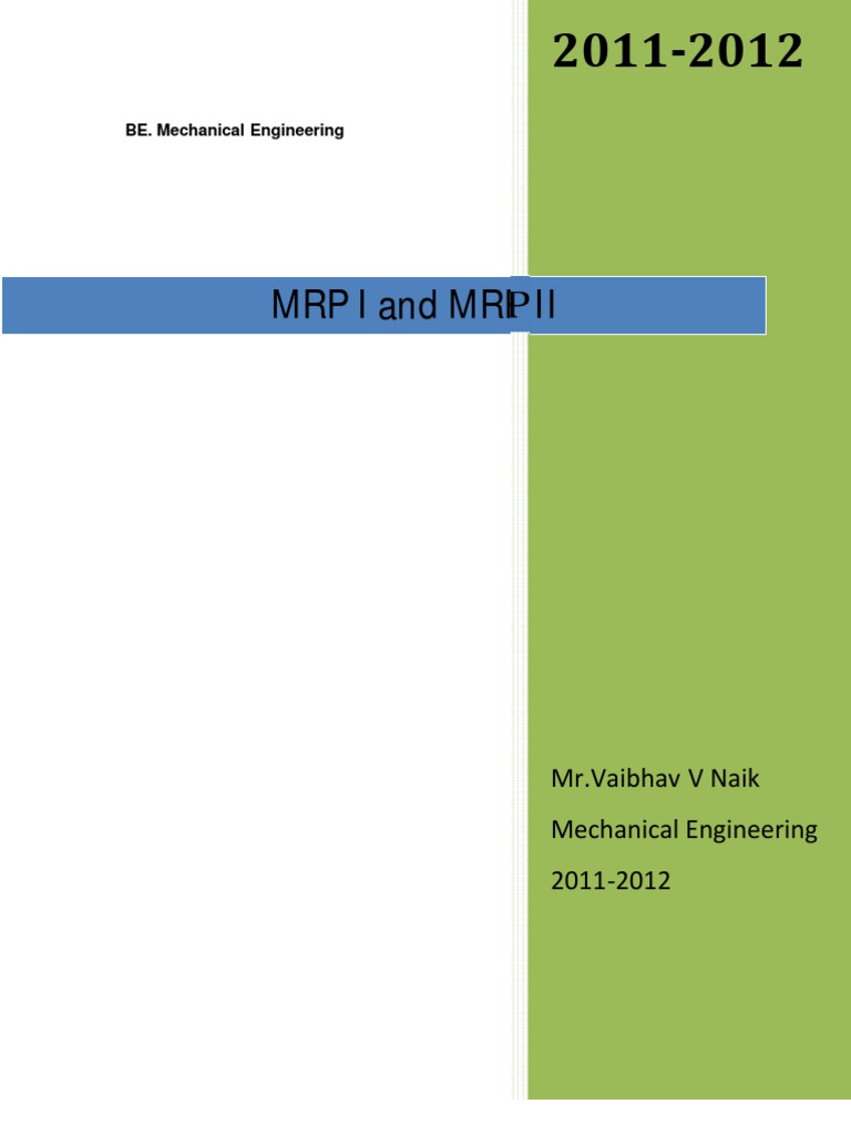 MRP (MRP-I AND MRP-II) | Leadership | Leadership & Mentoring | Free 30 ...