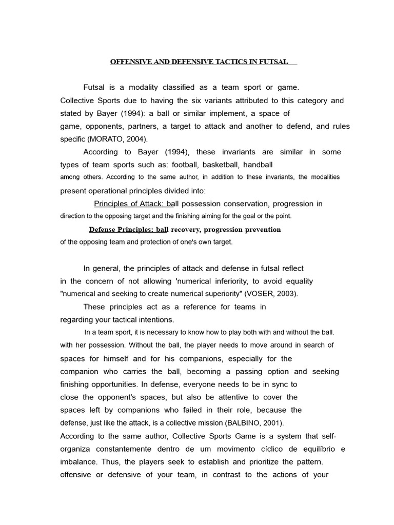 Futsal Offensive and Defensive Tactics | PDF | Defender (Association ...