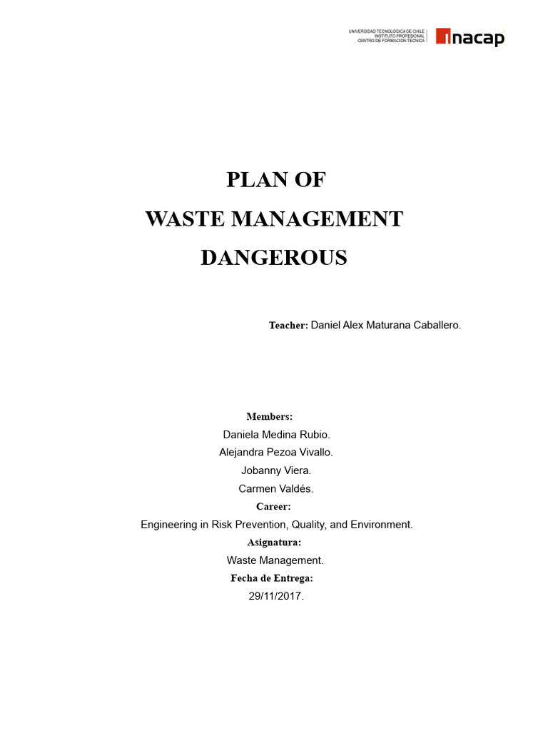 Hazardous Waste Management Plan Finished 1.0 | PDF | Waste | Waste ...
