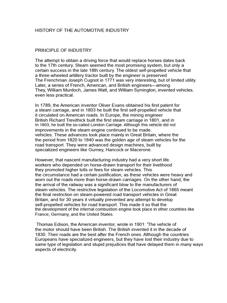 Evolution of the Automotive Industry | PDF | Car | Engines