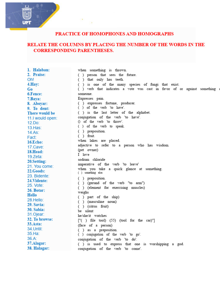 Practice of Homophones and Homographs Students | PDF | Verb | Linguistics