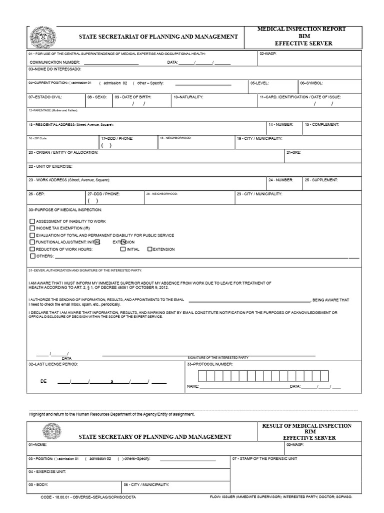 Medical Inspection Report - New Model | PDF