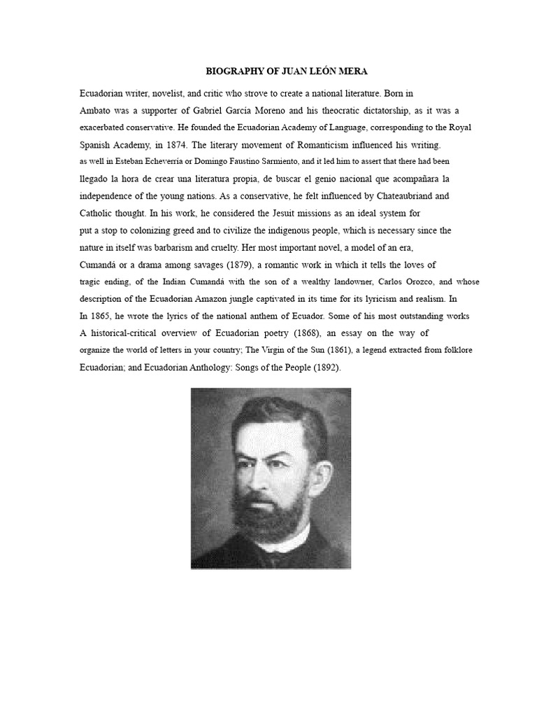 Biography of Juan León Mera | PDF