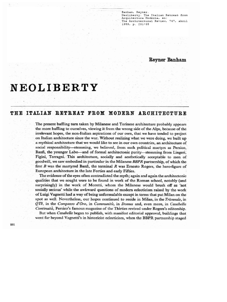 Banham Reyner - Neolibertad 1959 | PDF