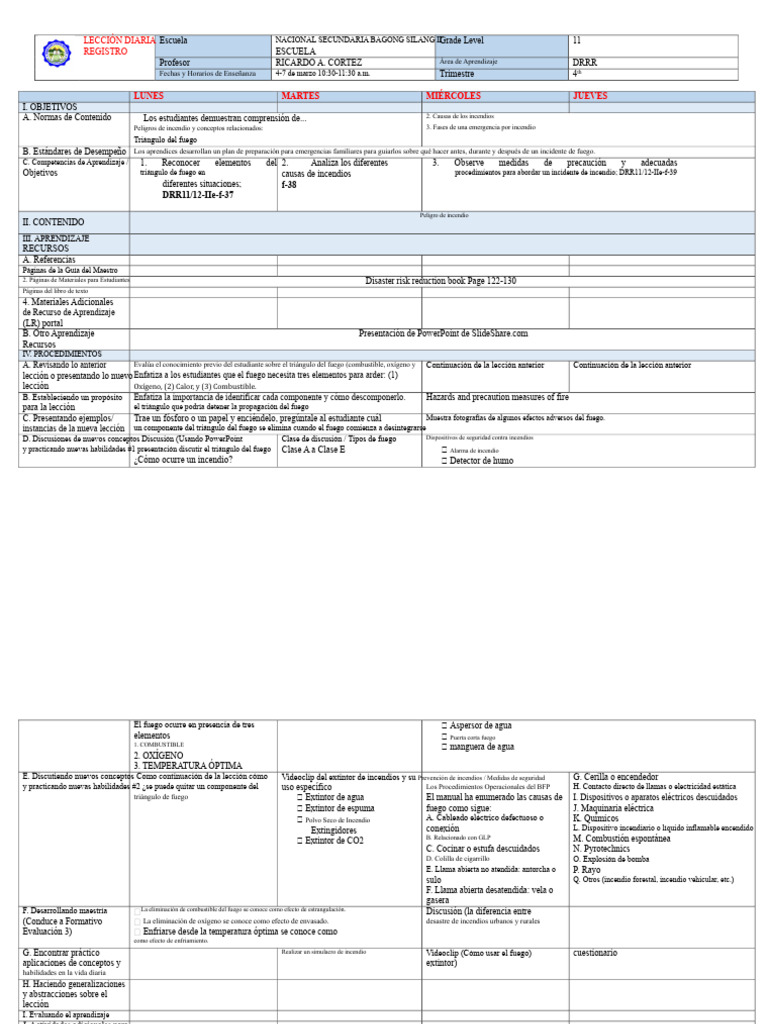 DLL DRRR Docx Fire | PDF | Incendios | Combustión