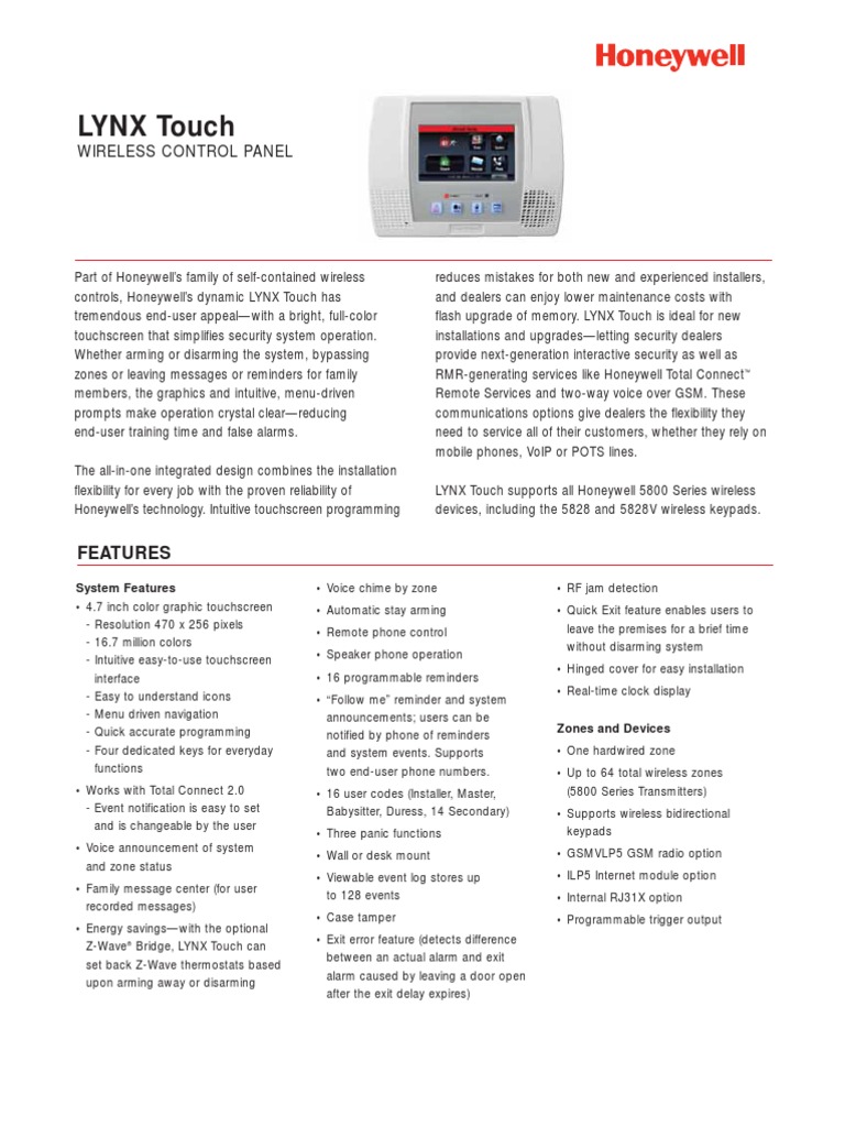 Honeywell l5000 Data Sheet | PDF | Security Alarm | I Phone