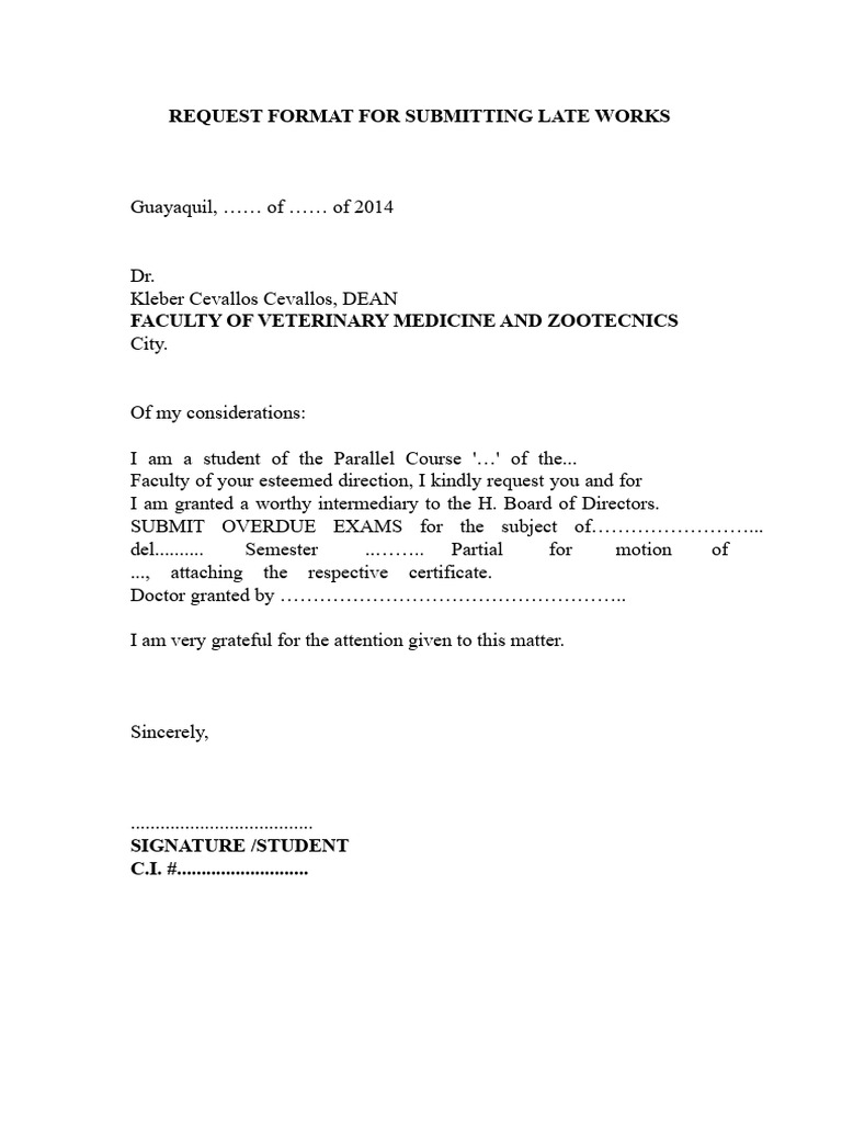 Request Format for Late Exam Submissions | PDF