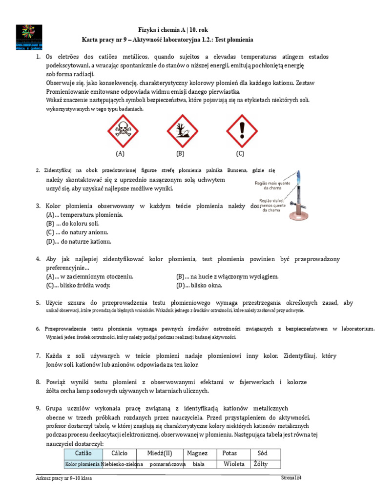 Arkusz 9 ALQ Test Płomienia | PDF