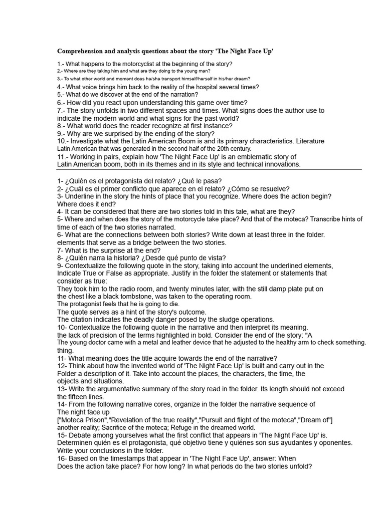 Understanding and Analysis of THE NIGHT FACE UP | PDF | Dream | Narrative