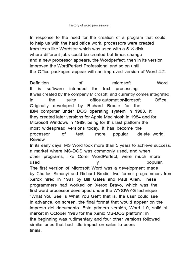 History of Word Processors | PDF