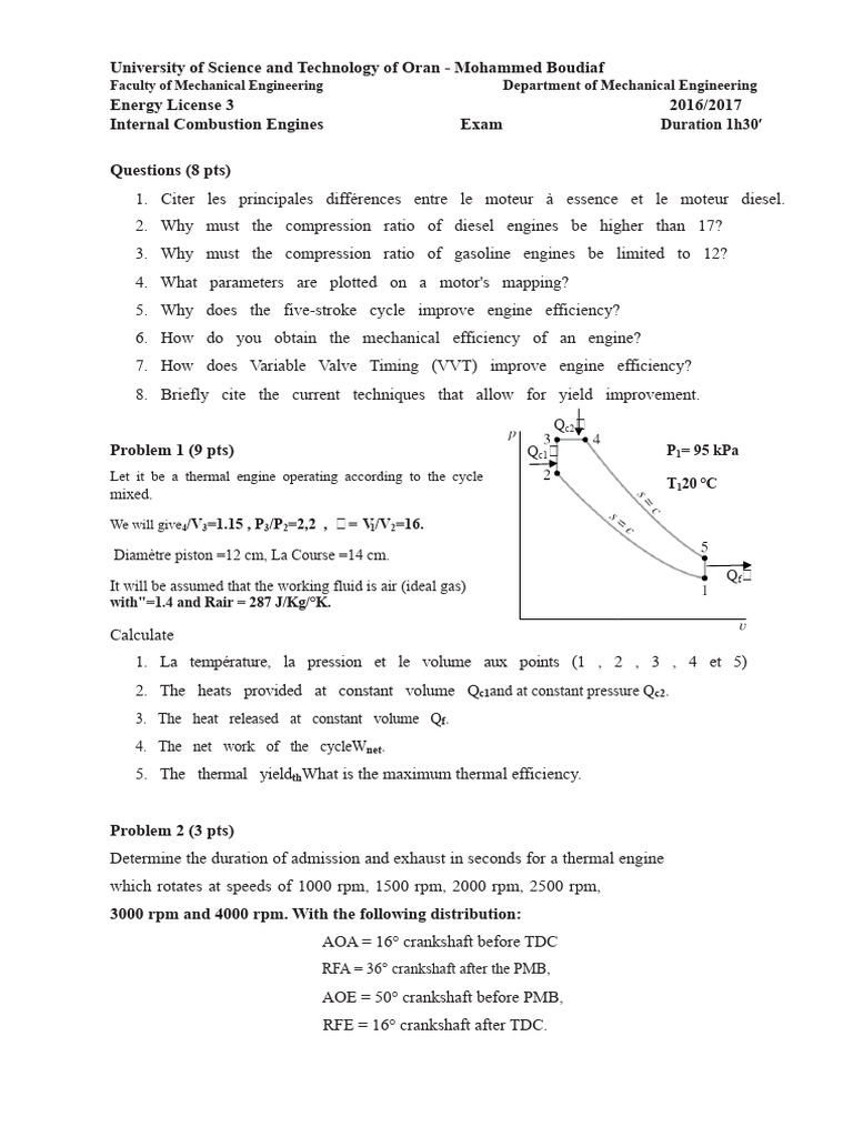 Final Exam Engine L3-2017 | PDF