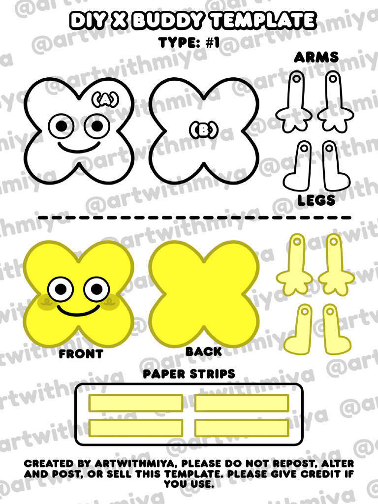 DIY X Buddy Template (Type 1) (Black & White + Color) | PDF