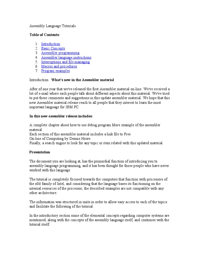 Assembly Language Tutorials Pdf Assembly Language Computer Data Storage