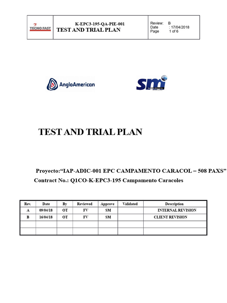 Testing and Trials Plan | PDF | Specification (Technical Standard)