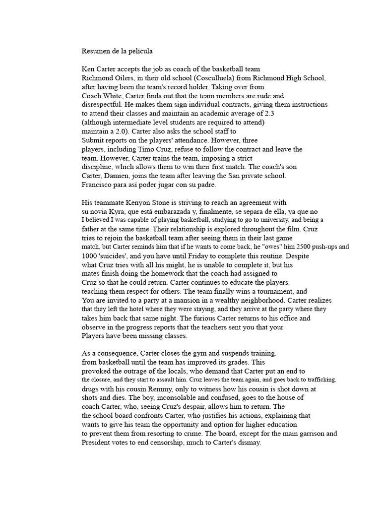 Summary of The Movie Coach Carter | PDF