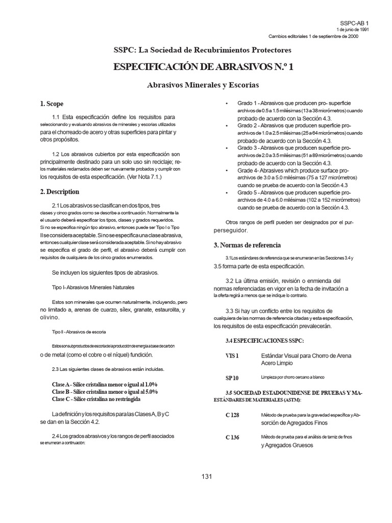 Especificación de Abrasivos Minerales y Escorias | PDF | Muestreo ...
