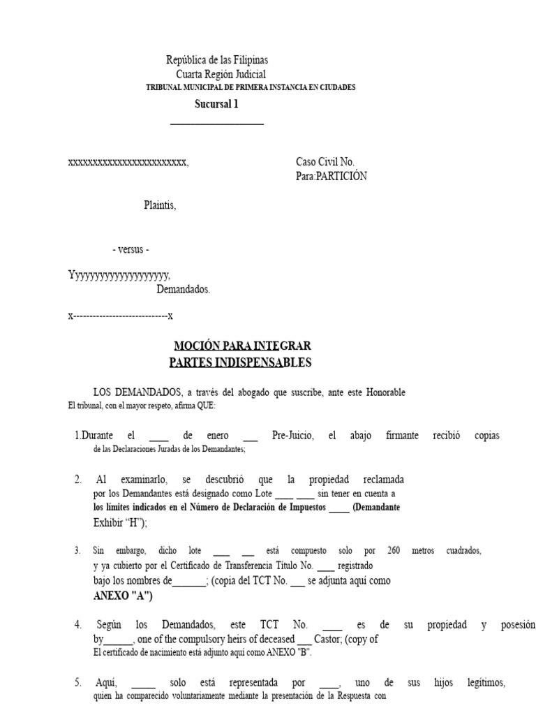 Moción para Incluir Partes Indispensables | PDF | Justicia | Crimen y ...