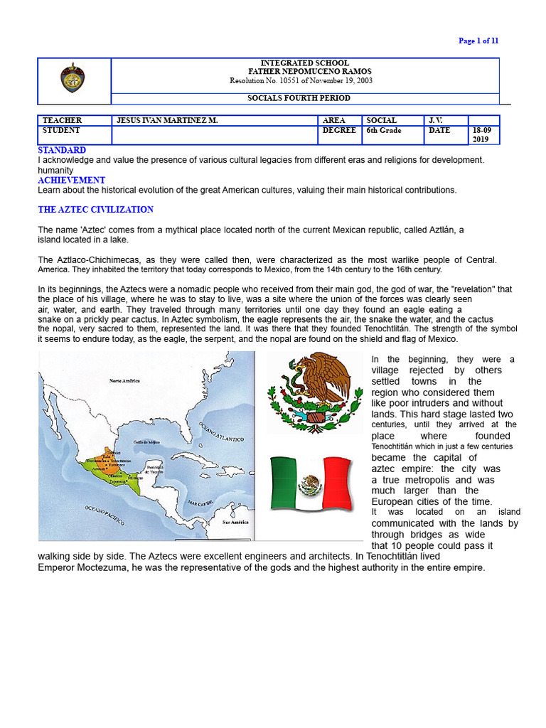 THE AZTECS 6th Grade.. | PDF | Hernán Cortés | Aztec