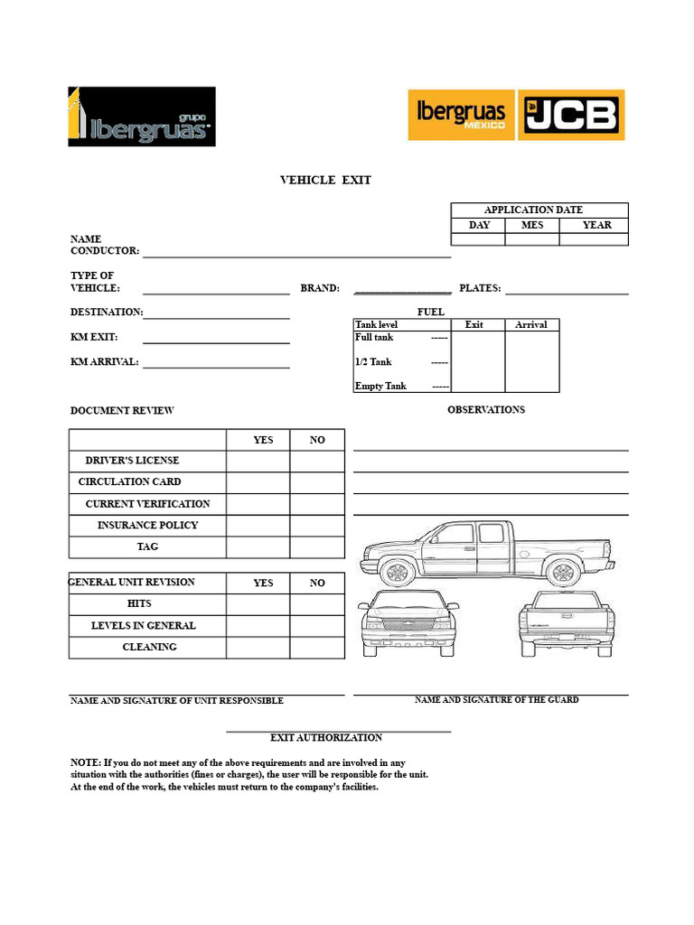 Vehicle Exit Format | PDF