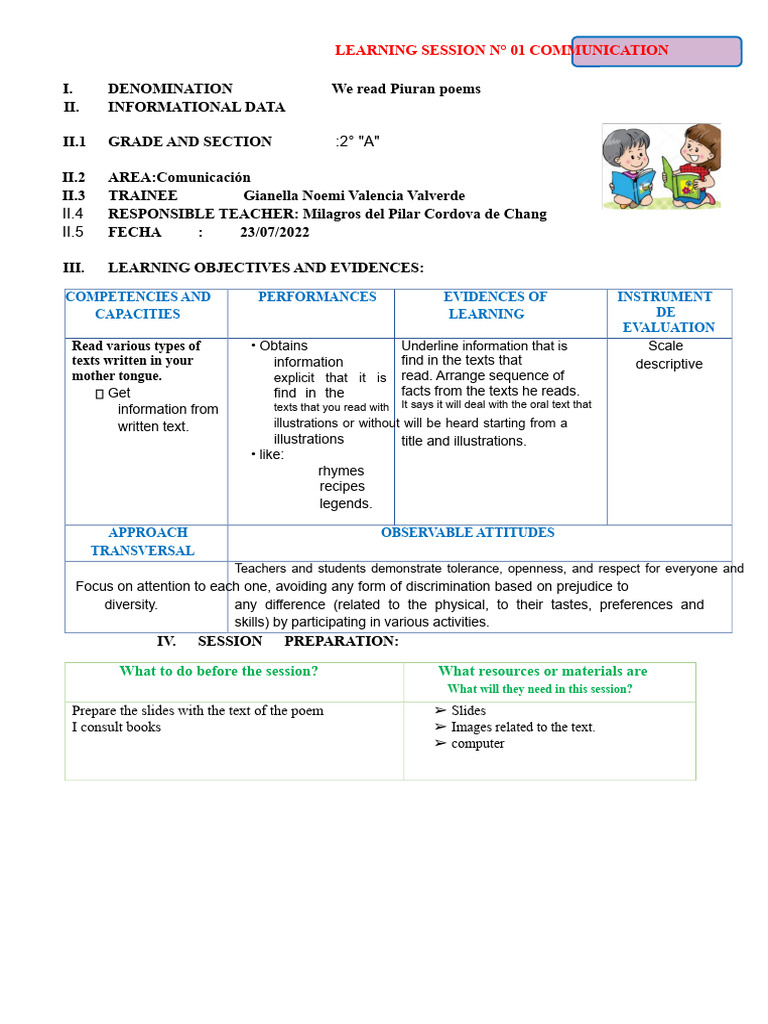 We Read Poems To The Homeland Teaching - Session | PDF | Learning ...