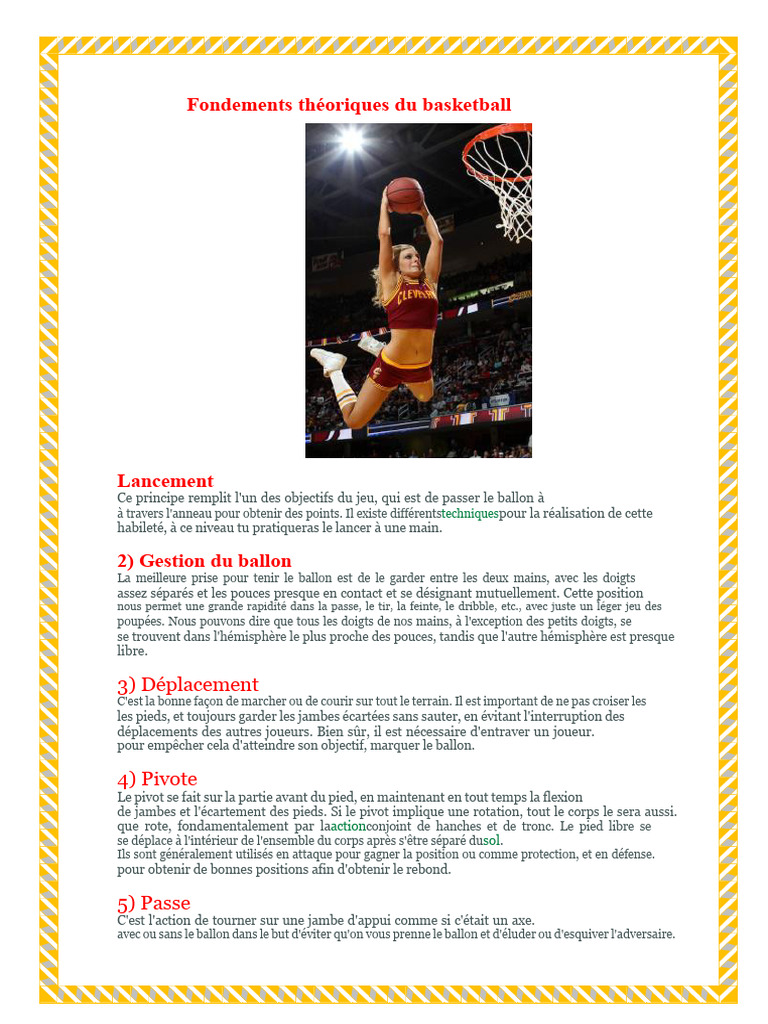 Techniques fondamentales du basketball | PDF | Athlétisme | Des sports