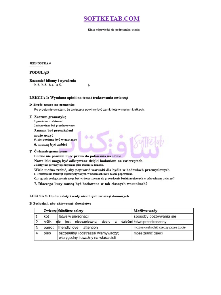 Podręcznik Ucznia Summit 1b Klucz Odpowiedzi - Trzecie Wydanie | PDF