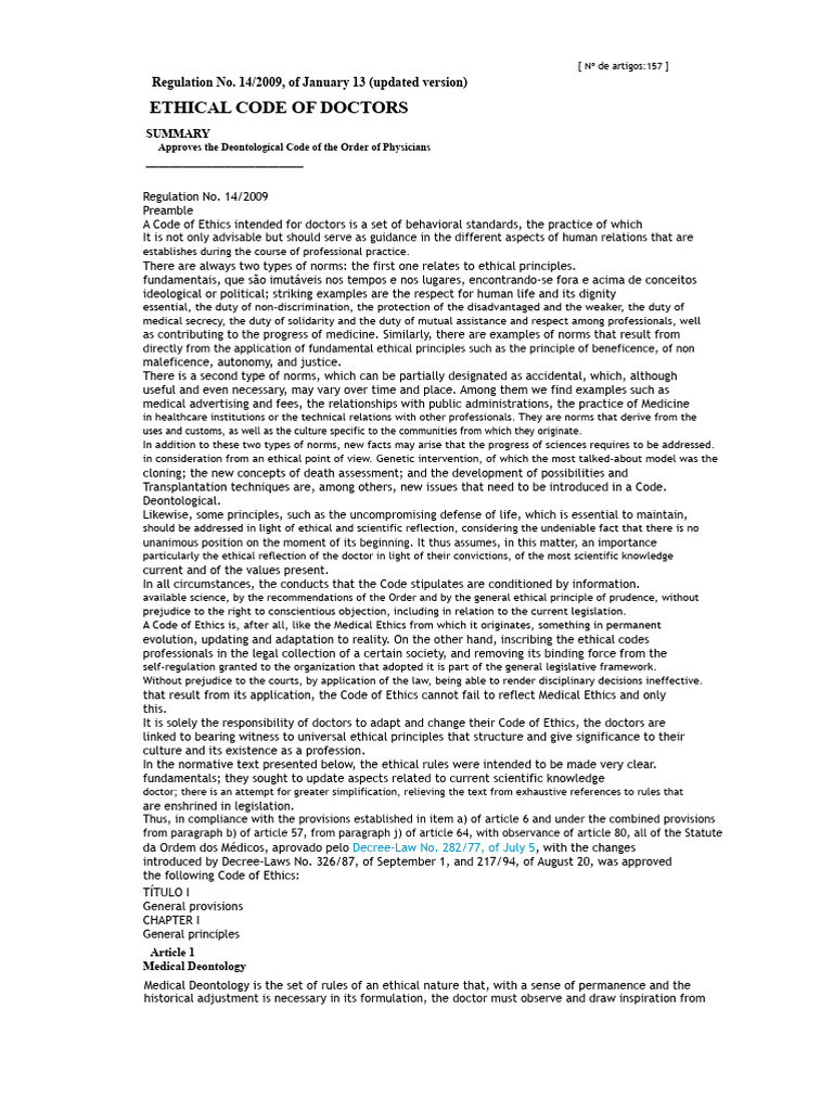 Medical Ethics Code Overview | PDF | Assisted Reproductive Technology ...