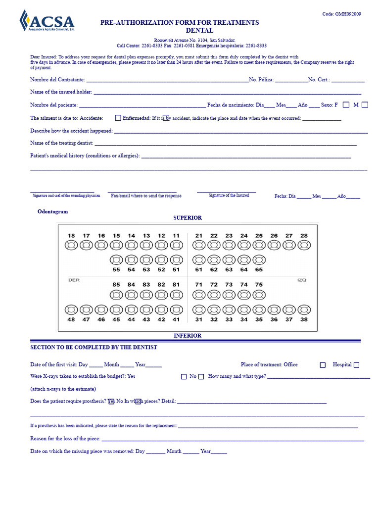 DENTAL_EXPENSES_PRE_AUTHORIZATION_FORM-ACSA | PDF | Insurance | Dentist