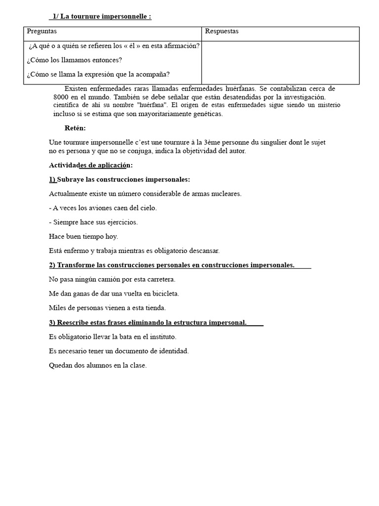 La Construcción Impersonal | PDF