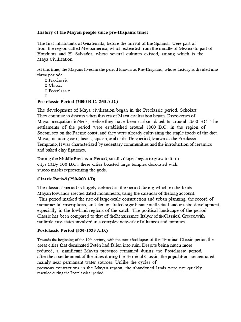 History of The Maya People Since Pre-Hispanic Times 2019 | PDF | Maya ...