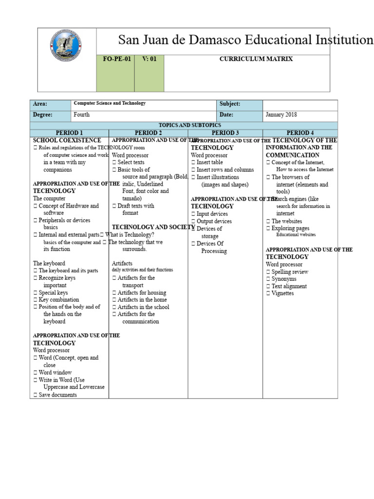Curriculum - Computer Science 2018 | PDF | Spreadsheet | Computer Keyboard