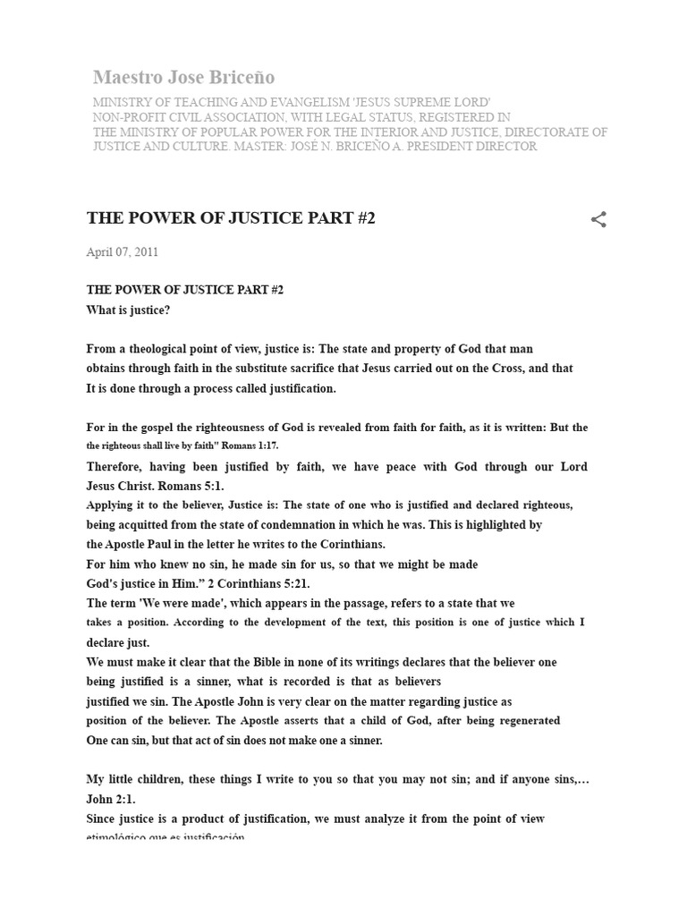 The Power of Justice Part #2 | PDF | Justification (Theology) | God In ...