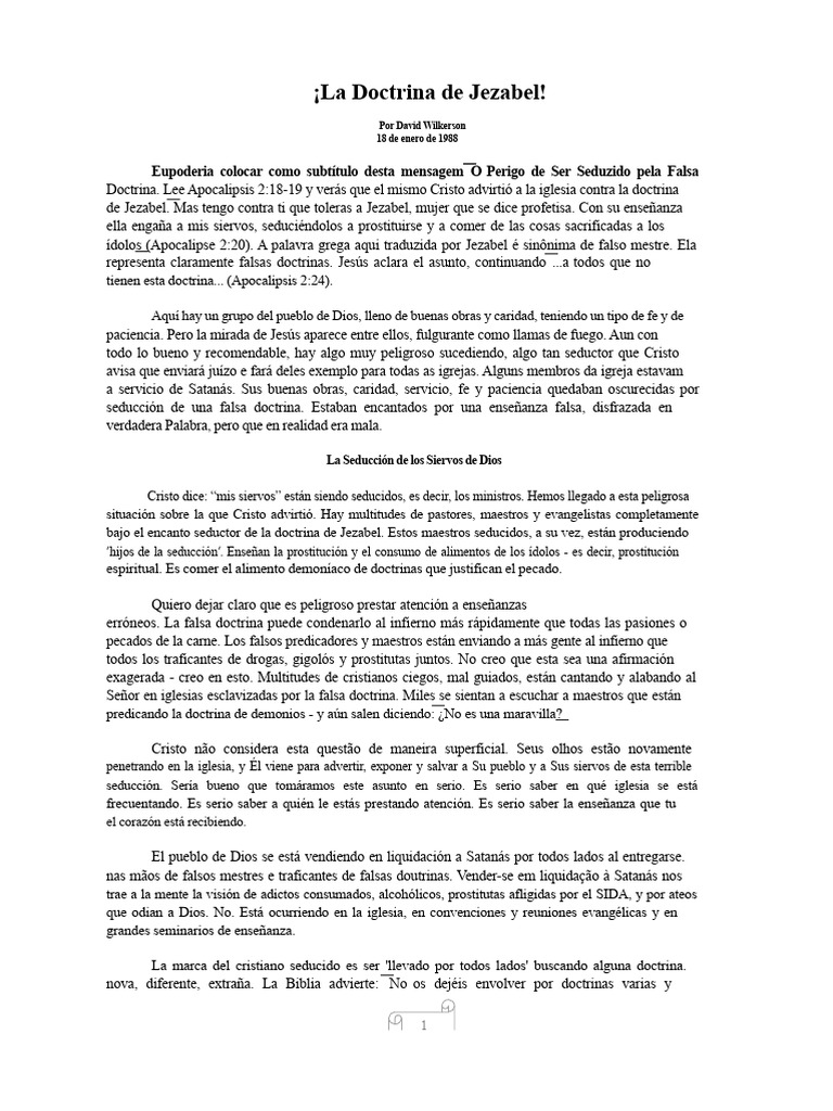 Peligros de la Doctrina de Jezabel | PDF | Cristo (título) | Libros de ...