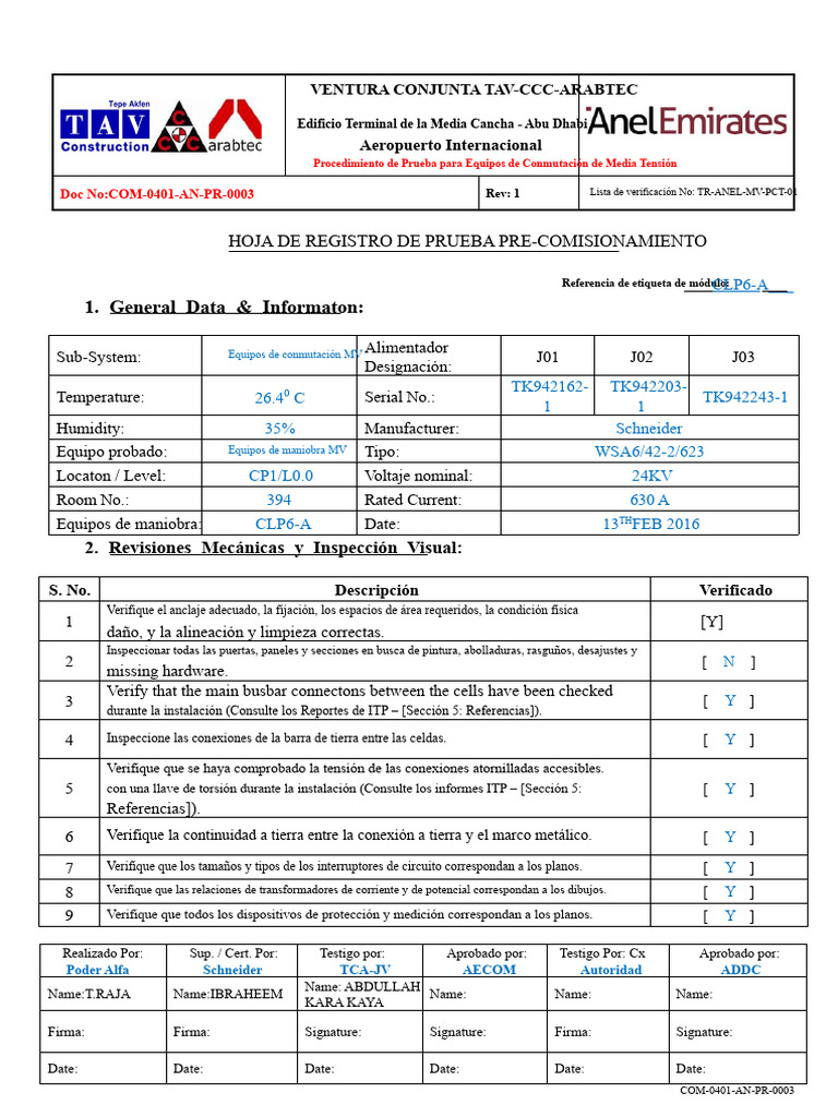 04.1 - Formato de Prueba para Interruptores de Media Tensión (PCT-01) | PDF | Electromagnetismo ...