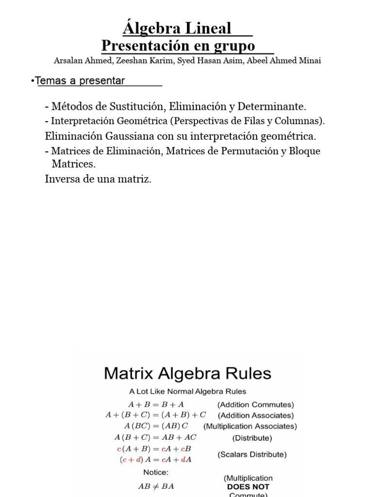Métodos de Álgebra Lineal y Matrices | PDF | Vector Euclidiano | Matriz ...