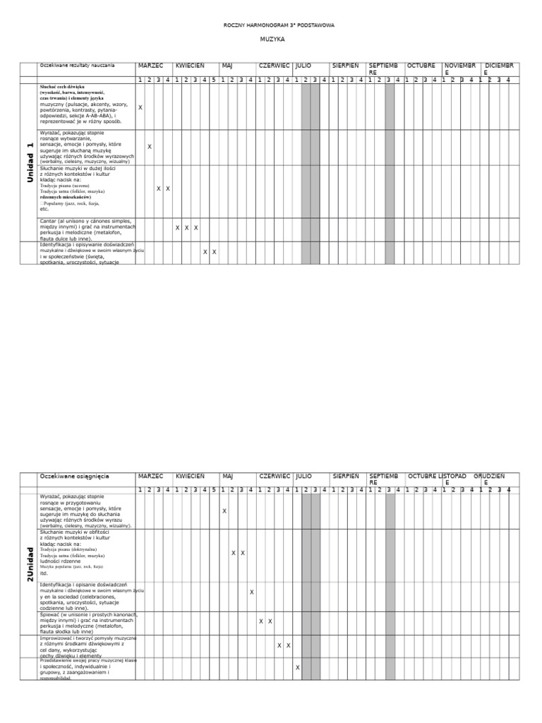 Harmonogram Muzyczny | PDF