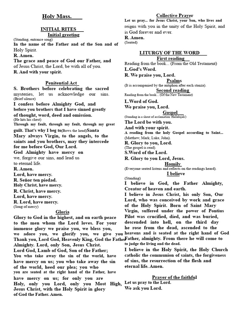 The Steps of The Holy Mass | PDF | Mass (Liturgy) | Eucharist