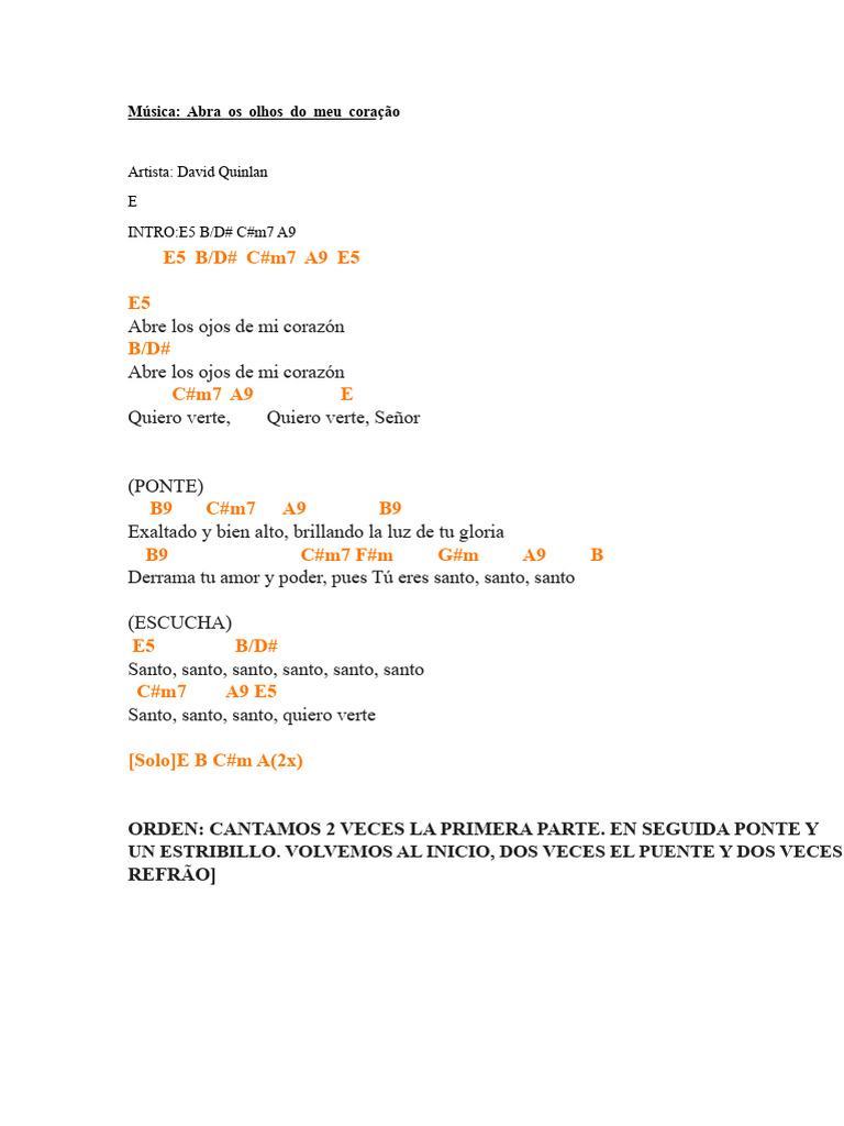 Abre Los Ojos de Mi Corazón - David Quinlan (E) | PDF