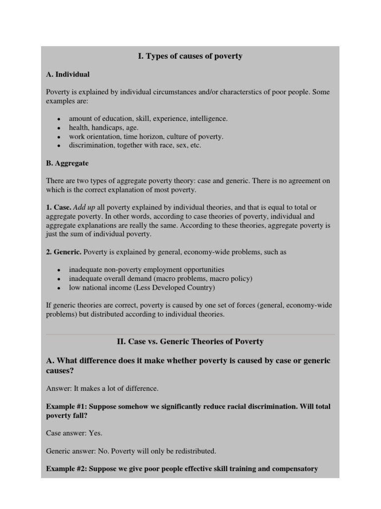 I. Types of Causes of Poverty | PDF | Poverty | Poverty & Homelessness