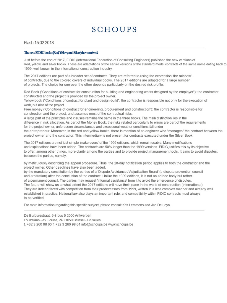 New FIDIC Contracts: Red, Yellow, Silver | PDF | Justice | Crime & Violence