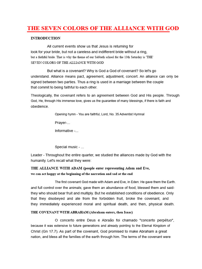 Seven Colors of The Alliance With God | PDF | Covenant (Biblical) | New ...