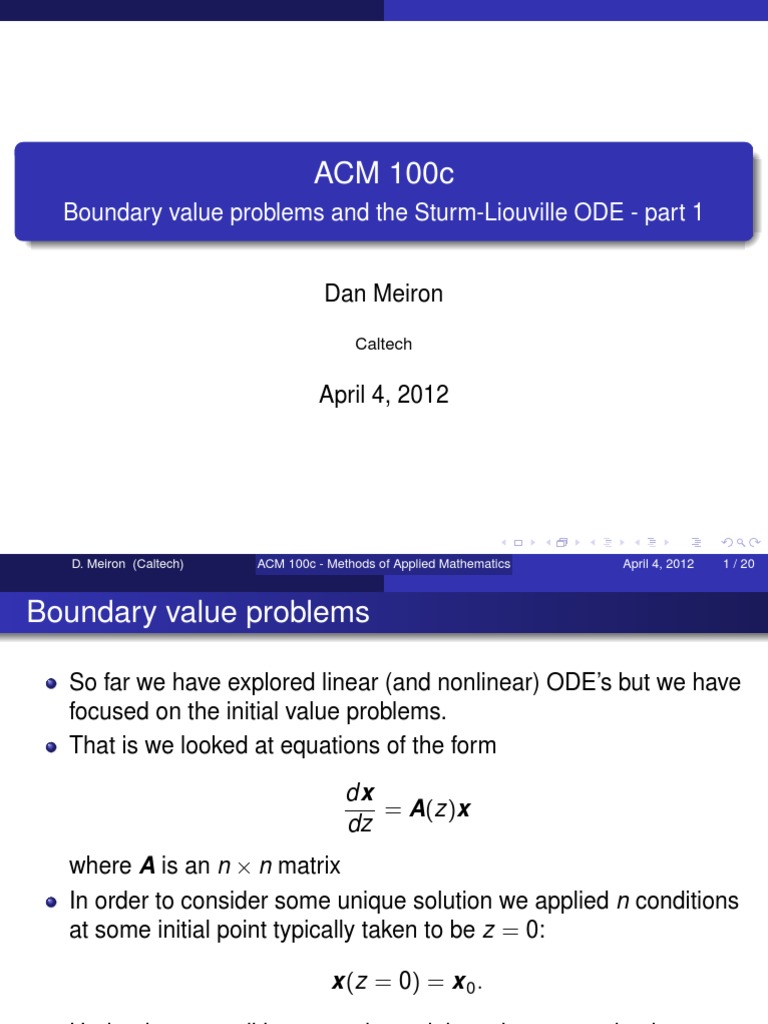 Boundary Value Problems Part 1 Pdf Ordinary Differential Equation Partial Differential